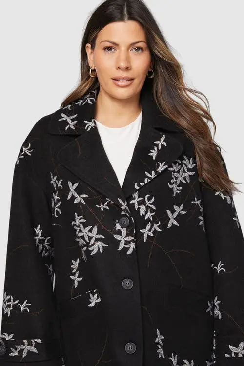 WALLIS Floral Three Button Collared Coat