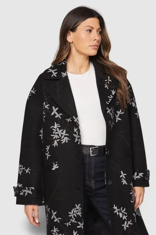 WALLIS Floral Three Button Collared Coat