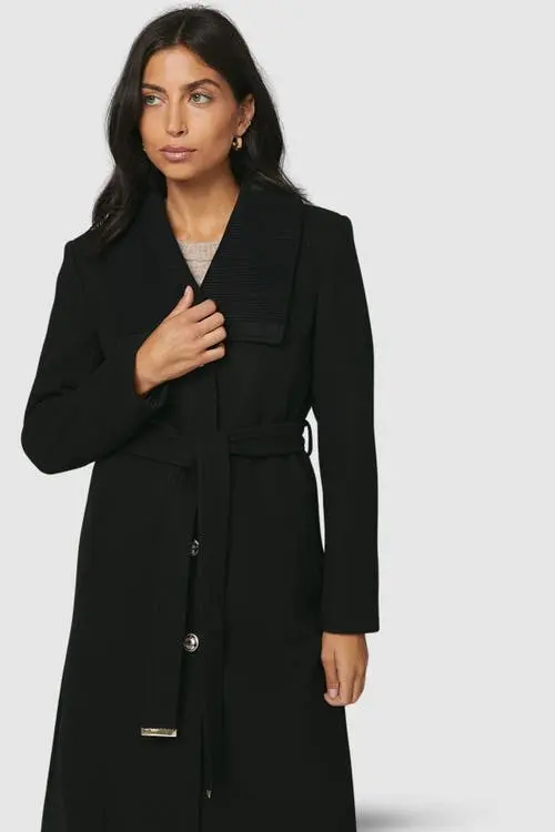 WALLIS Knitted Collar Button Through Wrap Coat