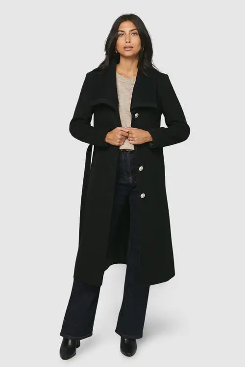 WALLIS Knitted Collar Button Through Wrap Coat