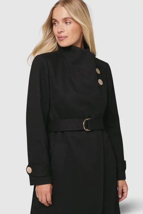 WALLIS Funnel Neck Tie Belt Coat