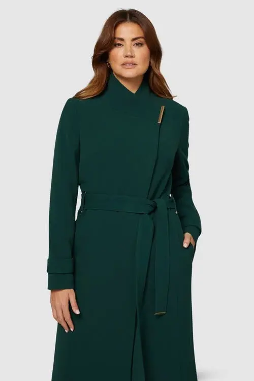 WALLIS Double Crepe Wrap Belted Coat