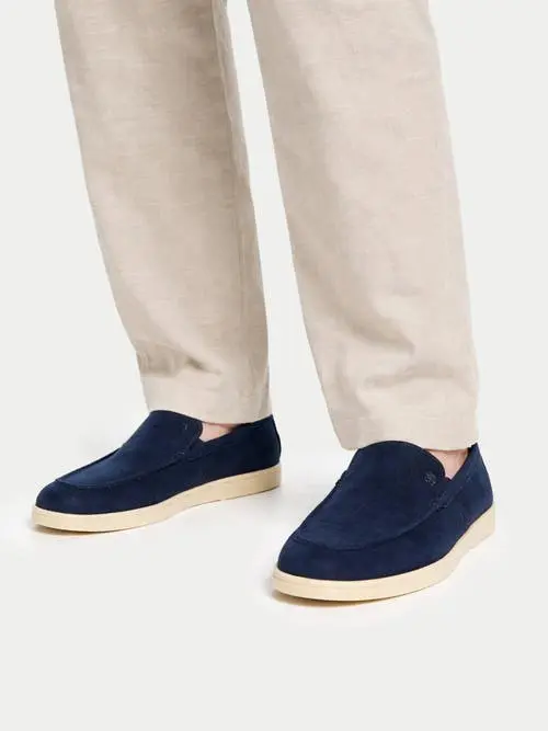 Gobi Cashmere Moc Toe Loafers - Navy