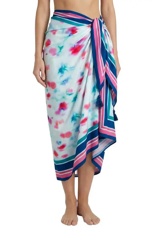 CHANGE OF SCENERY Melanie Border Print Pareo Cover-up - Cielo Print
