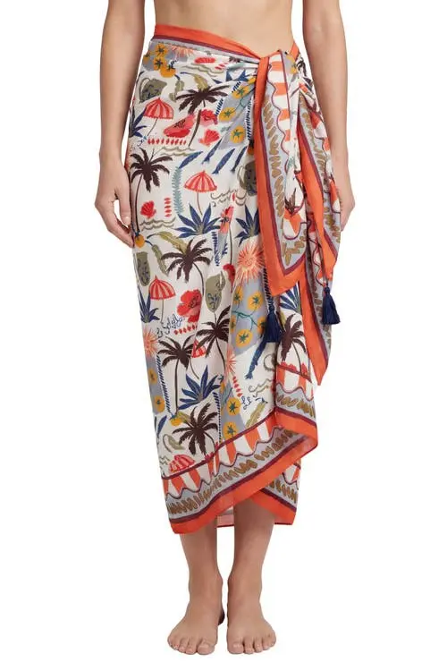 CHANGE OF SCENERY Melanie Border Print Pareo Cover-up - Riviera