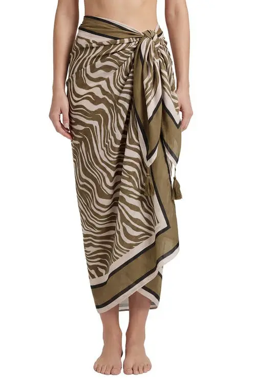 CHANGE OF SCENERY Melanie Border Print Pareo Cover-up - Serengeti