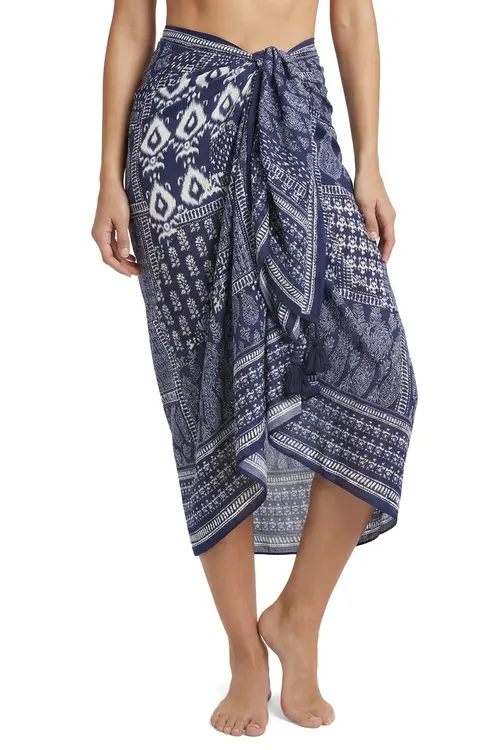 CHANGE OF SCENERY Melanie Border Print Pareo Cover-up - Tivara Ikat
