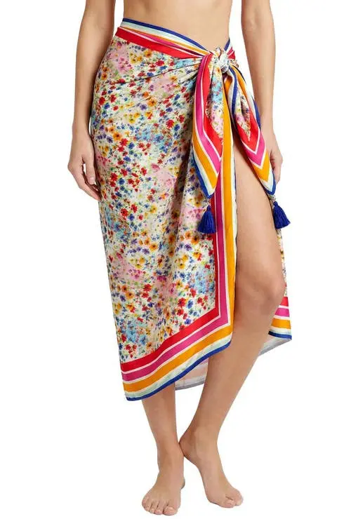 CHANGE OF SCENERY Melanie Border Print Pareo Cover-up - Wildflower Patch