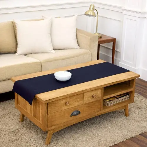 Solino Home Linen Table Runner For Dining Table - Navy