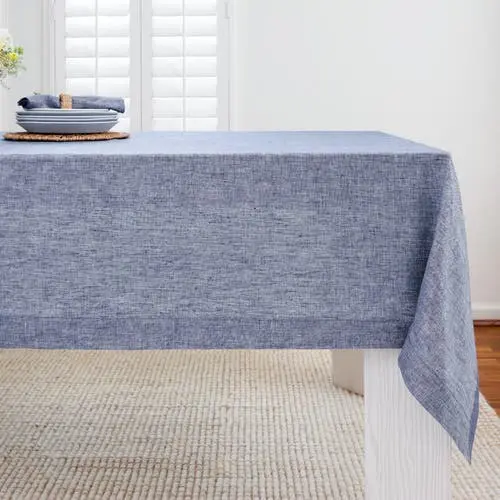 SOLINO HOME Linen Table Throwathena - Chambray Indigo