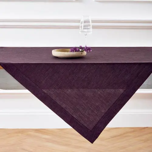 Solino Home Linen Table Throw 52 X 52 Inch For Dining Table - Grape