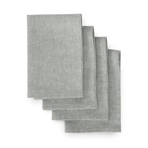 Solino Home Linen Dinner Napkins Set Of 4, 20 X 20 Inch For Dining Table - Chambray Grey