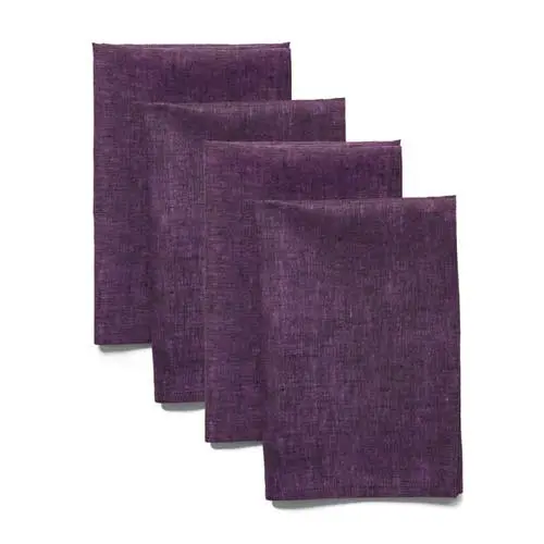 Solino Home Linen Dinner Napkins Set Of 4, 20 X 20 Inch For Dining Table - Grape