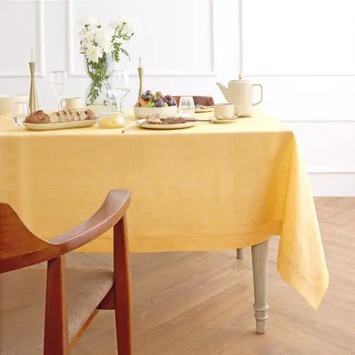 SOLINO HOME Linen Tableclothathena - Chambray Mustard