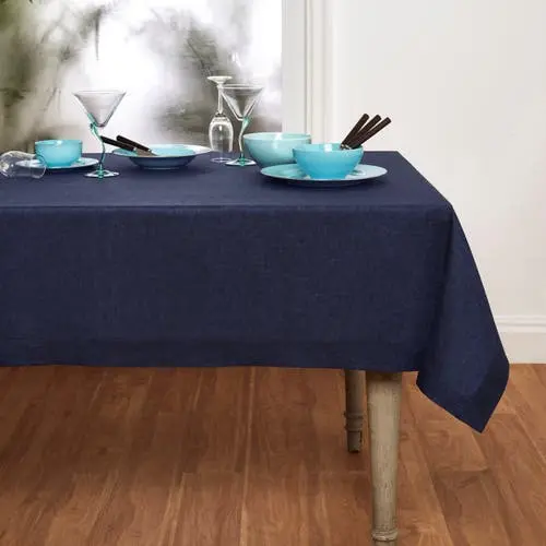 SOLINO HOME Linen Tableclothathena - Chambray Navy