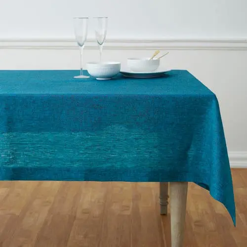 SOLINO HOME Linen Tableclothathena - Chambray Teal