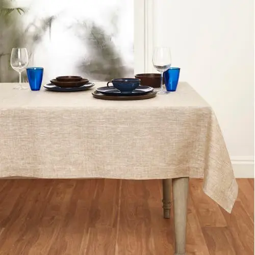 SOLINO HOME Linen Tableclothathena - Champagne Beige