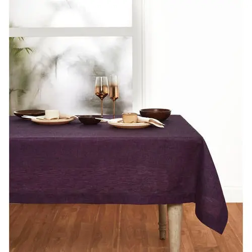 Solino Home Linen Tablecloth For Dining Table - Grape