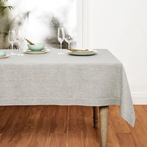 SOLINO HOME Linen Tableclothathena - Oyster Grey