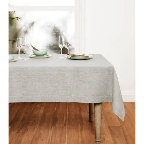 Solino Home Linen Tablecloth For Dining Table - Oyster Grey