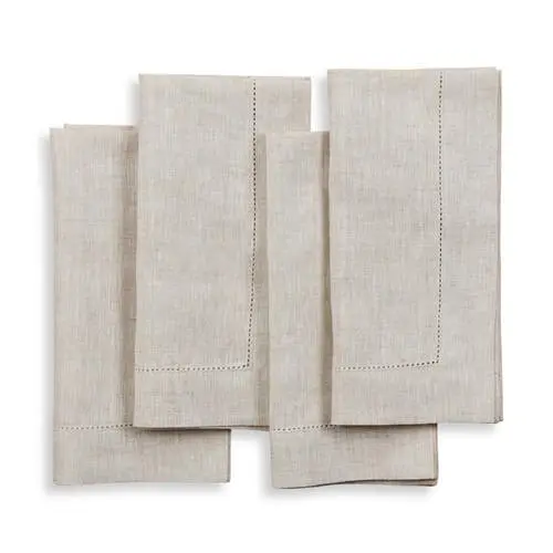 SOLINO HOME Linen Dinner Napkinsclassic Hemstitch - Light Natural