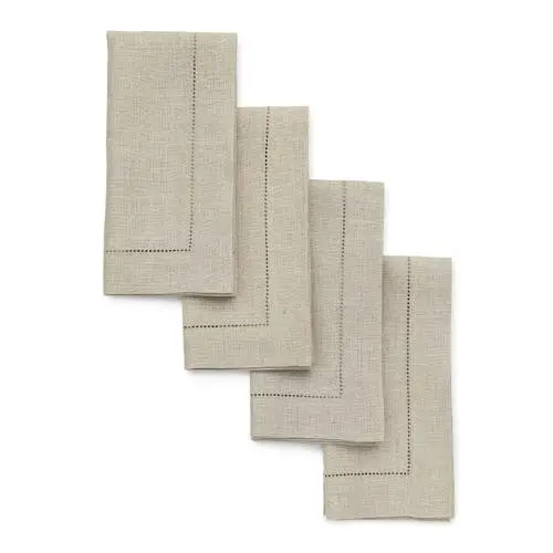 SOLINO HOME Linen Dinner Napkinsclassic Hemstitch - Natural