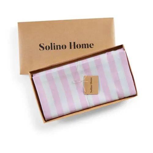 SOLINO HOME Linen Table Throwsorrento Stripe - Pink And White