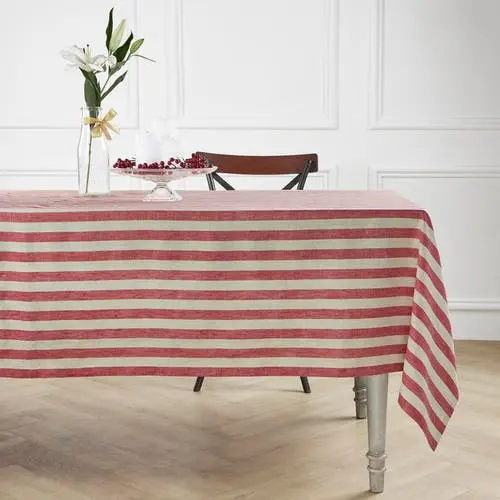 SOLINO HOME Linen Table Throwsorrento Stripe - Red And Natural