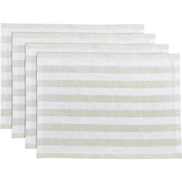 SOLINO HOME Linen Placematssorrento Stripe - Sage And White