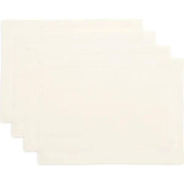 SOLINO HOME Linen Placemats Set Of 4, 14 X 19 Inch For Dining Table - Ivory