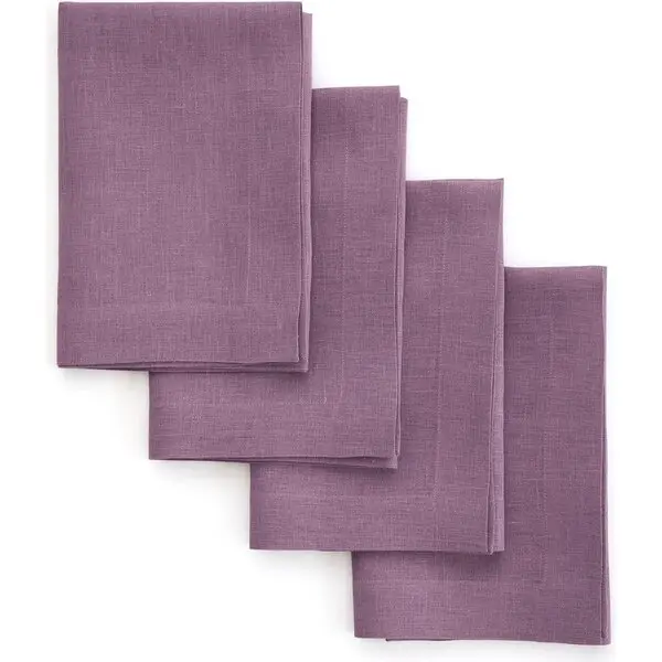 Solino Home Linen Dinner Napkins Set Of 4, 20 X 20 Inch For Dining Table - Mulberry