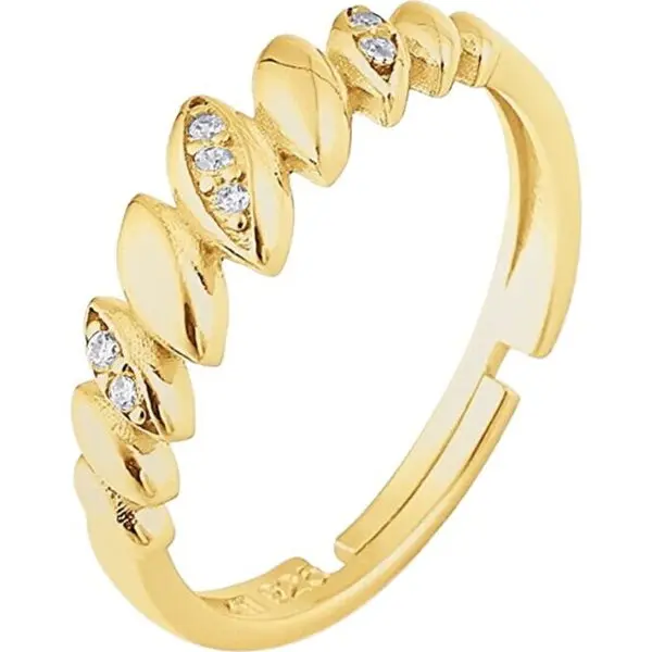 SPERO LONDON Lined Stones Marquise Ring - Gold
