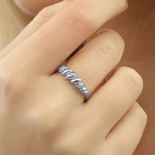 SPERO LONDON Lined Stones Marquise Sterling Ring - Silver