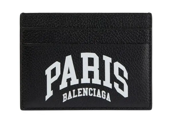 Balenciaga Cities Paris Leather Card Holder - Black