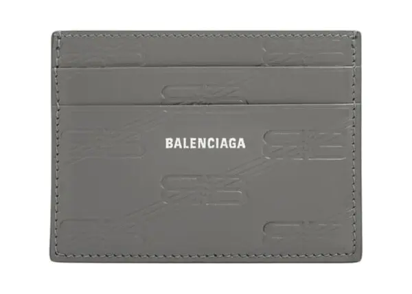 Balenciaga Bb Monogram Leather Card Holder - Grey