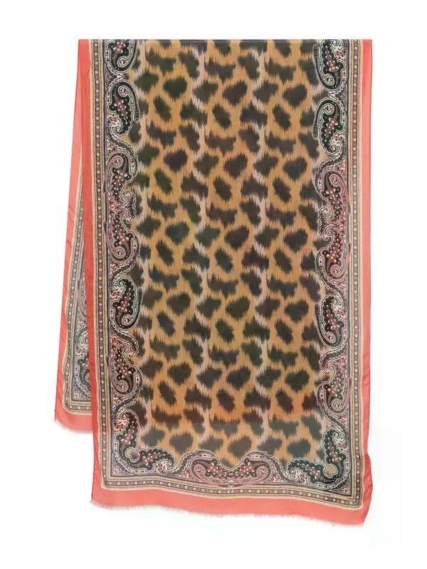Etro Animal-paisley-print Scarf - Brown