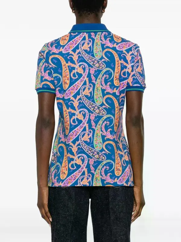 Etro Paisley Collared Polo Top