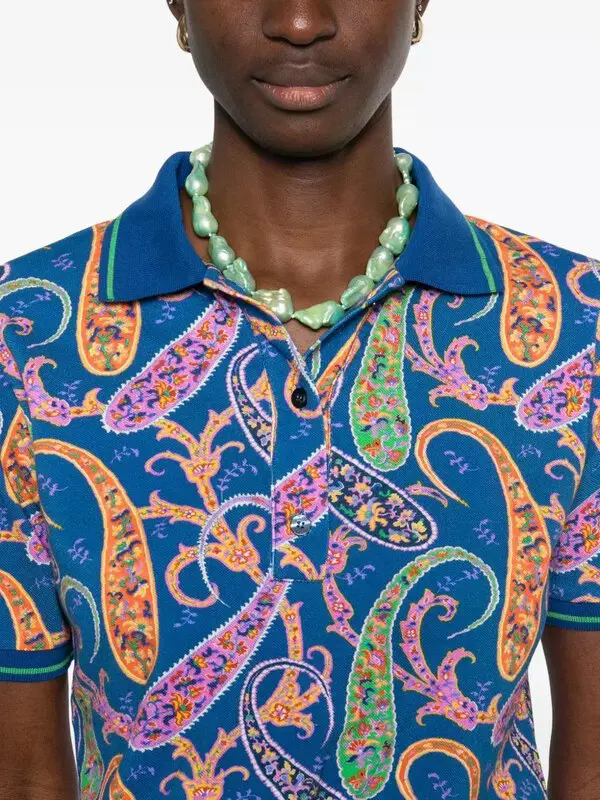 Etro Paisley Collared Polo Top