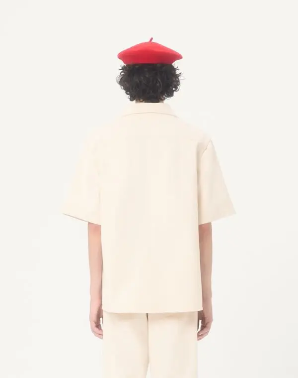 Valentino Garavani Denim Bowling Shirt With Vgold - Ivory