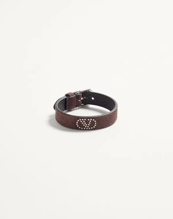 Valentino Garavani Vlogo Signature Suede Bracelet - Brown
