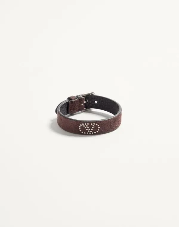 Valentino Garavani Vlogo Signature Suede And Metal Bracelet - Brown
