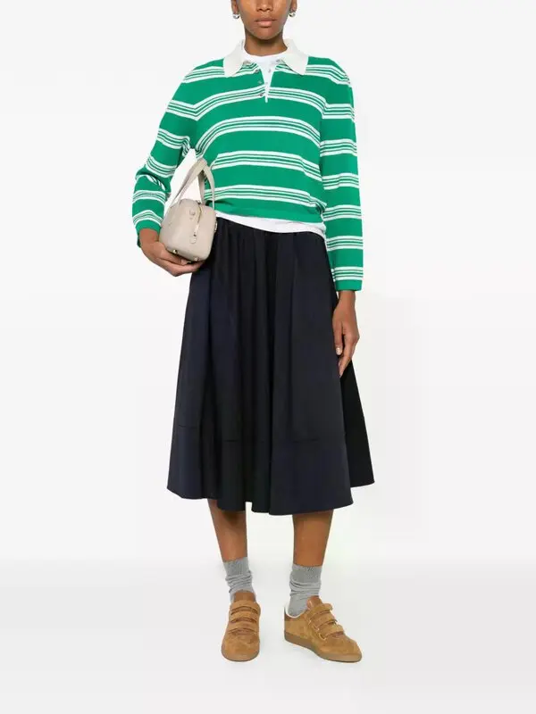 Maje Striped Midi Skirt