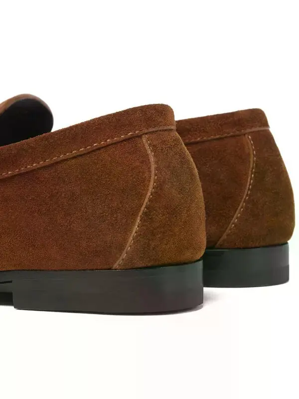 Versace Medusa Chain Hardware Suede Loafers - Brown