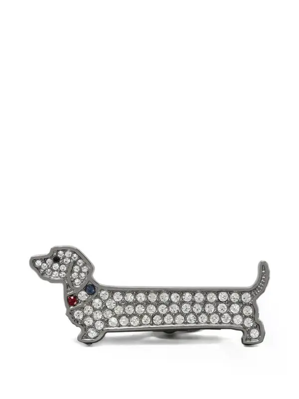 Thom Browne Crystal Embellished Dog Tie Clip - Silver