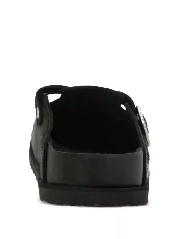 BIRKENSTOCK Boston Fur Mules - Black
