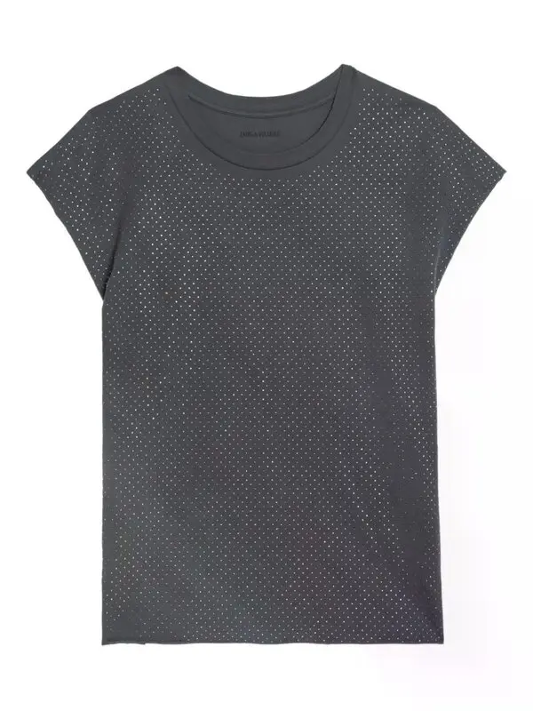 Zadig&Voltaire Cloe Rhinestone Cotton Tank Top - Grey