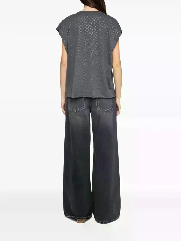 Zadig&Voltaire Cloe Rhinestone Cotton Tank Top - Grey