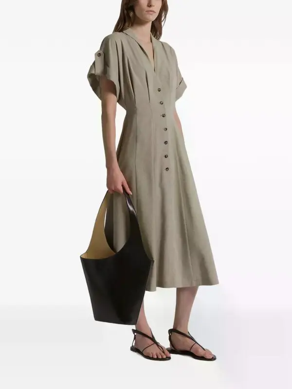 Alberta Ferretti Buttoned Silk Dress - Neutrals