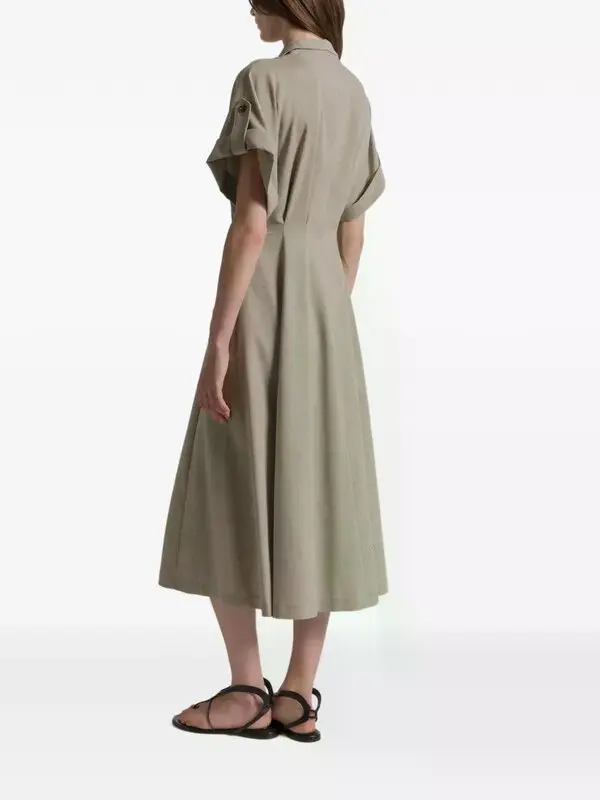 Alberta Ferretti Buttoned Silk Dress - Neutrals