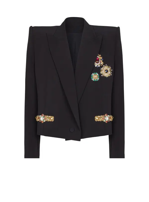 Balmain Cropped Embroidered Jacket